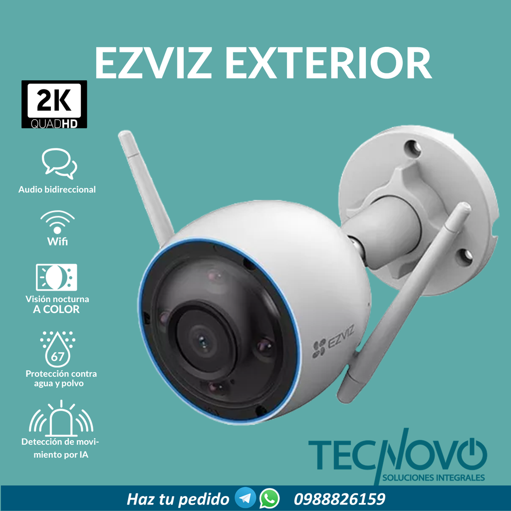 Camara EZVIZ H3 Exteriores 2k Vision Nocturna a color, Wifi | TECNOVO ...