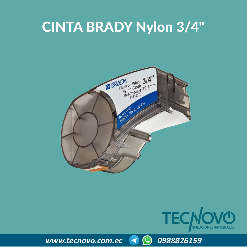 Cinta BRADY Nylon 3/4" x 16ft | TECNOVO SOLUCIONES INTEGRALES