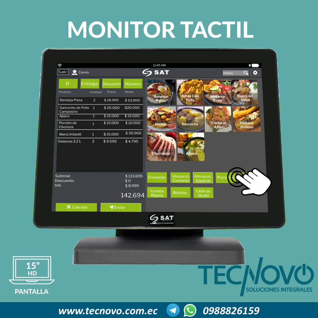 Monitor SAT Touch industrial 15" | TECNOVO SOLUCIONES INTEGRALES
