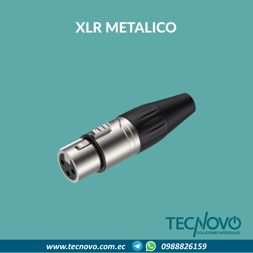 Jack CANON XLR hembra metálico niquelado | TECNOVO SOLUCIONES INTEGRALES