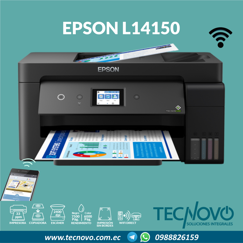 Impresora EPSON L14150 Multifunción A3 4 Colores ADF DUPLEX A4 ...