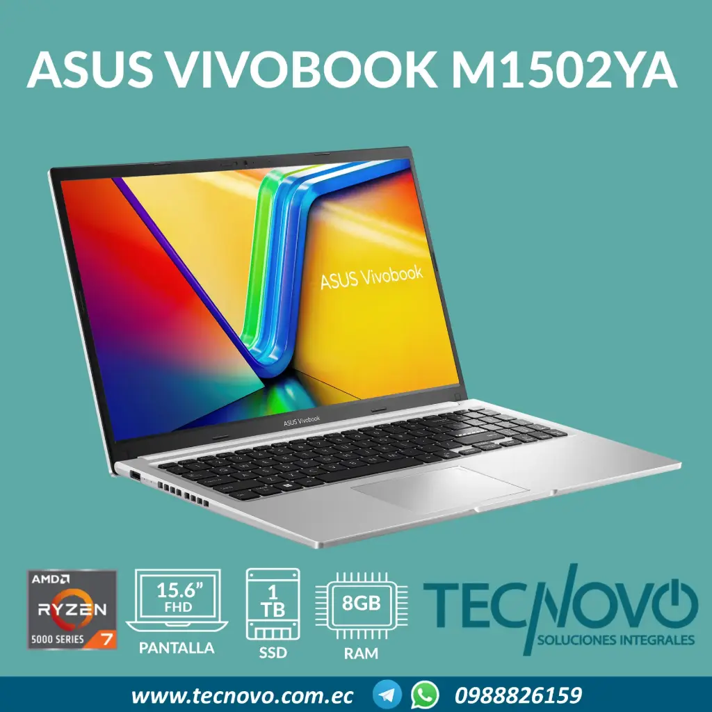 Laptop ASUS VivoBook M1502YA AMD Ryzen 7-5825U 8GB 1TB SSD 15.6" FHD ...