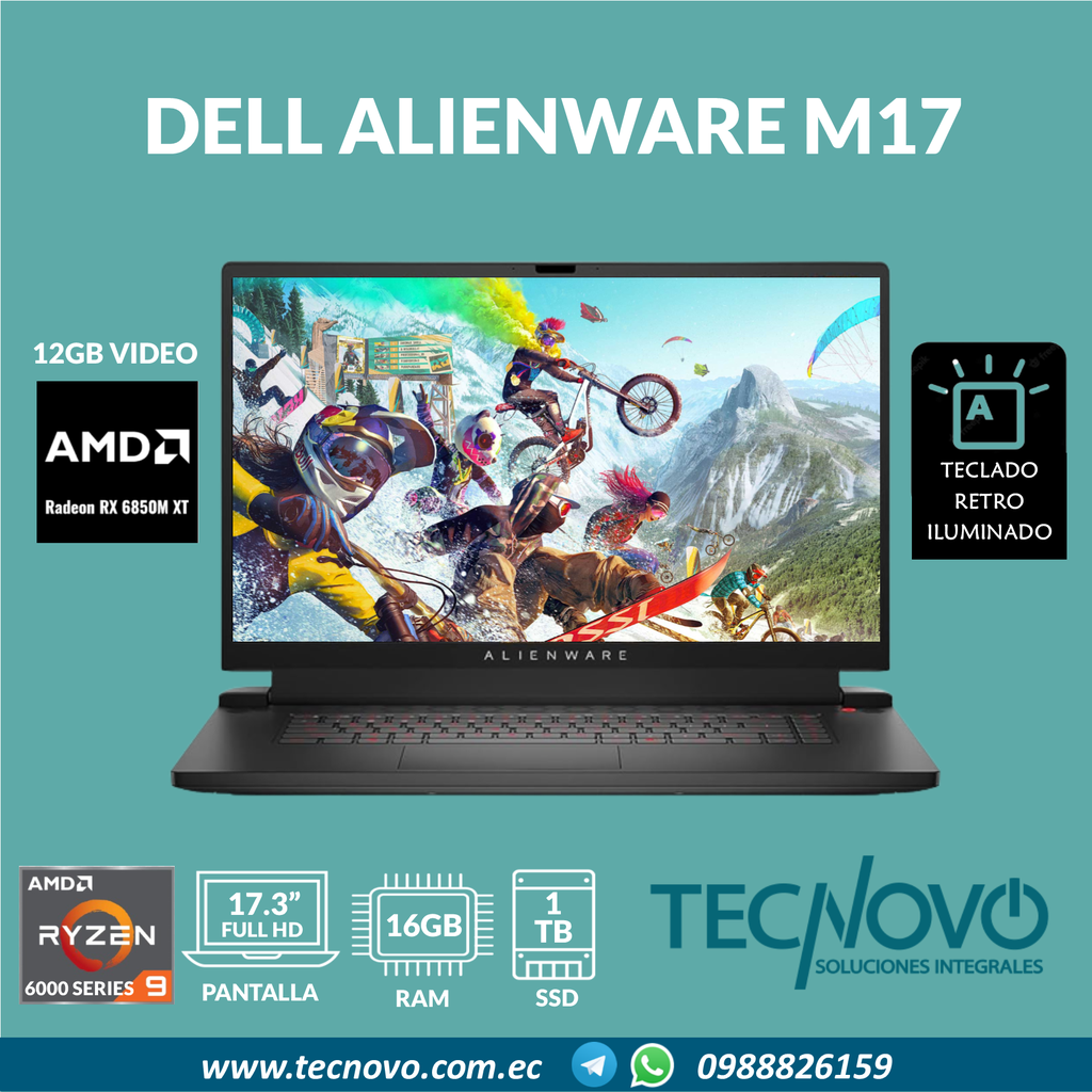 Laptop DELL Alienware M17 R 9-6900HX 16GB 1TB SSD VIDEO-RX6900HX