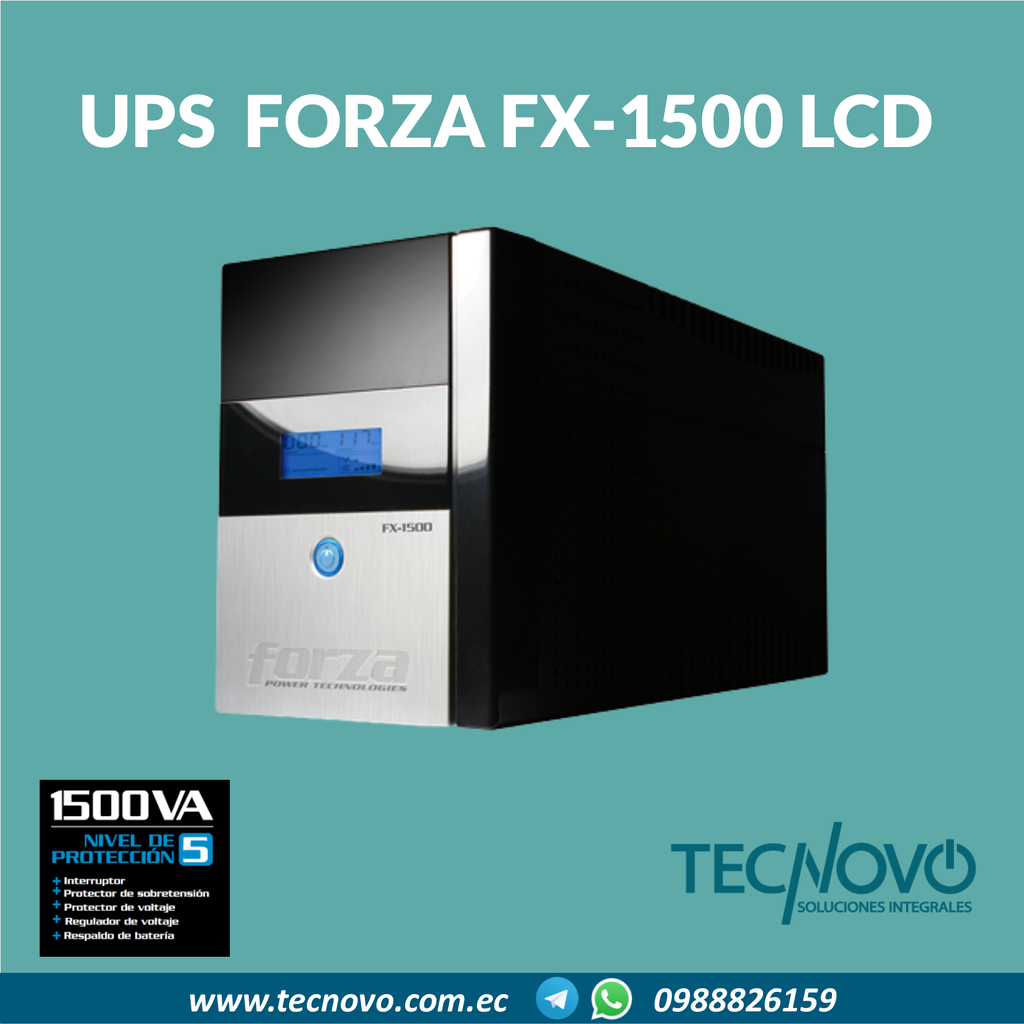 UPS FORZA FX-1500LCD 1500VA 840W 8 TOMAS | TECNOVO SOLUCIONES INTEGRALES