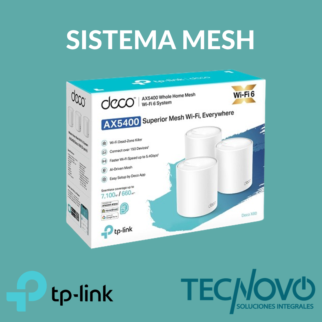 Sistema WIFI MESH AX5400 2-pack DECO X60 | TECNOVO SOLUCIONES INTEGRALES