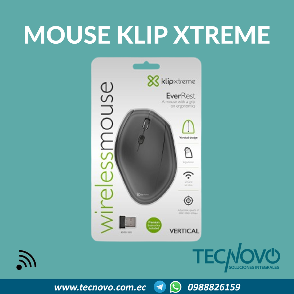 Mouse KLIP XTREME EverRest KMW-390 Inalámbrico Ergonómico | TECNOVO ...