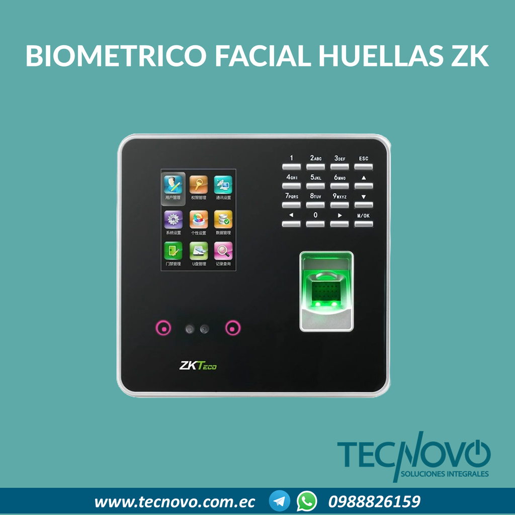 Control biométrico facial light y huellas ZKTECO MB20VL | TECNOVO ...