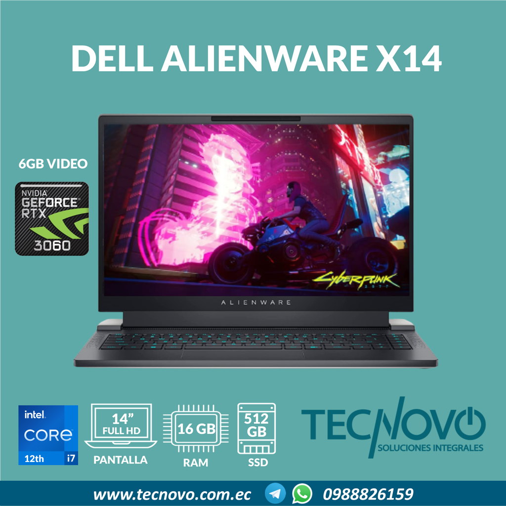 Laptop DELL Alienware I7-12Gen 16GB 512GB-SSD VIDEO-6GB 14"